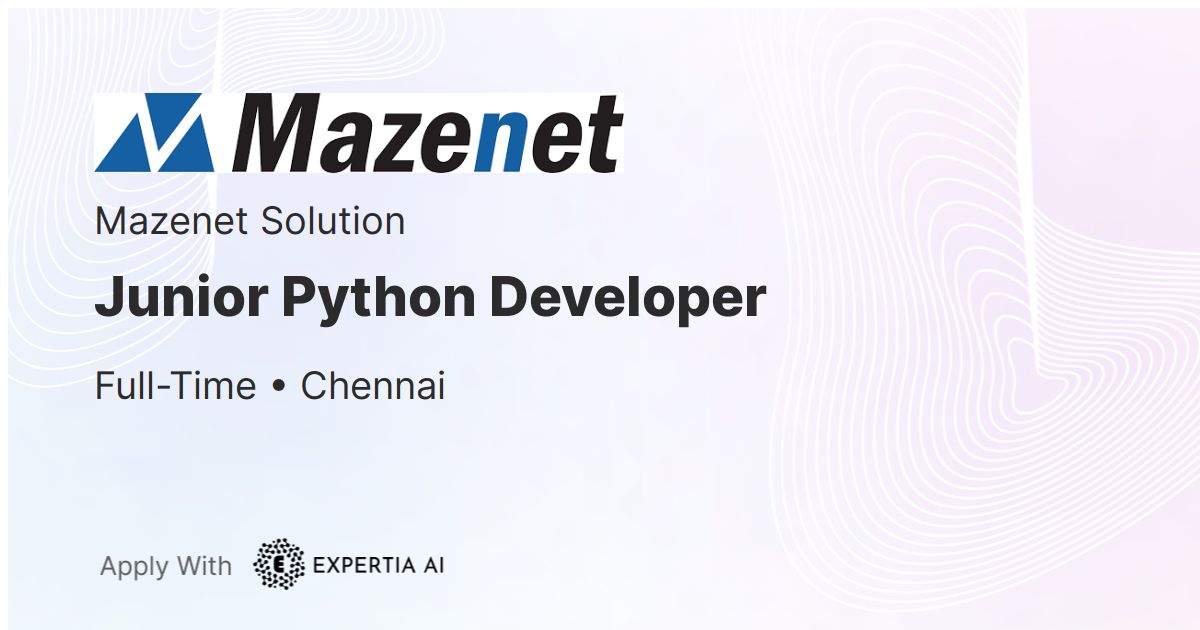 Junior Python Developer Job | Chennai | Junior