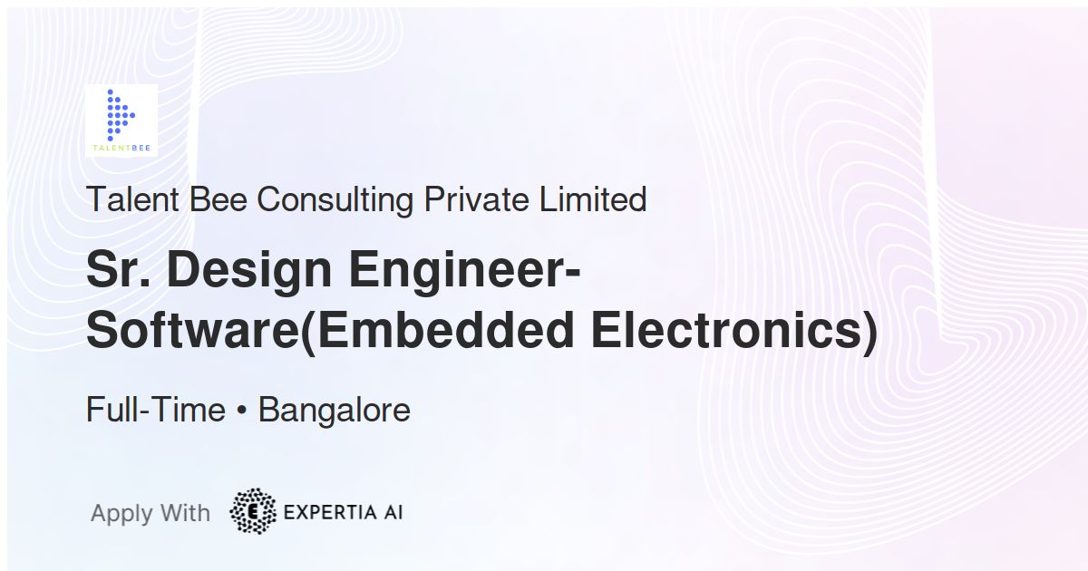 Sr. Design Engineer-Software(Embedded Electronics) Job | Bangalore | Mid-Level
