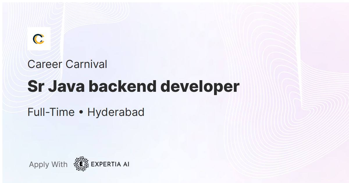 Sr Java backend developer Job | Hyderabad | Senior