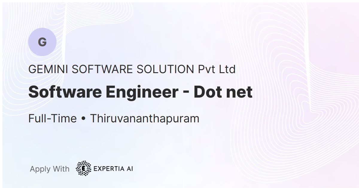 Software Engineer - Dot net Job | Thiruvananthapuram | Junior