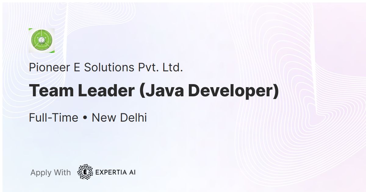 Team Leader (Java Developer) Job | New Delhi | Senior