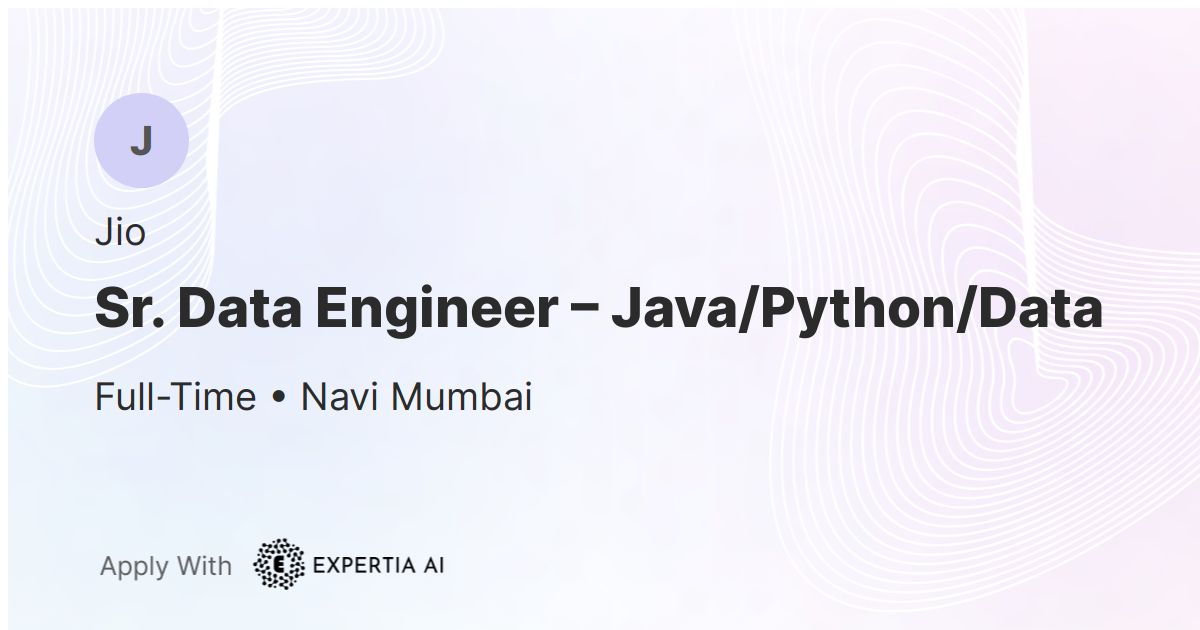 Sr. Data Engineer – Java/Python/Data Job | Navi Mumbai | Mid-Level