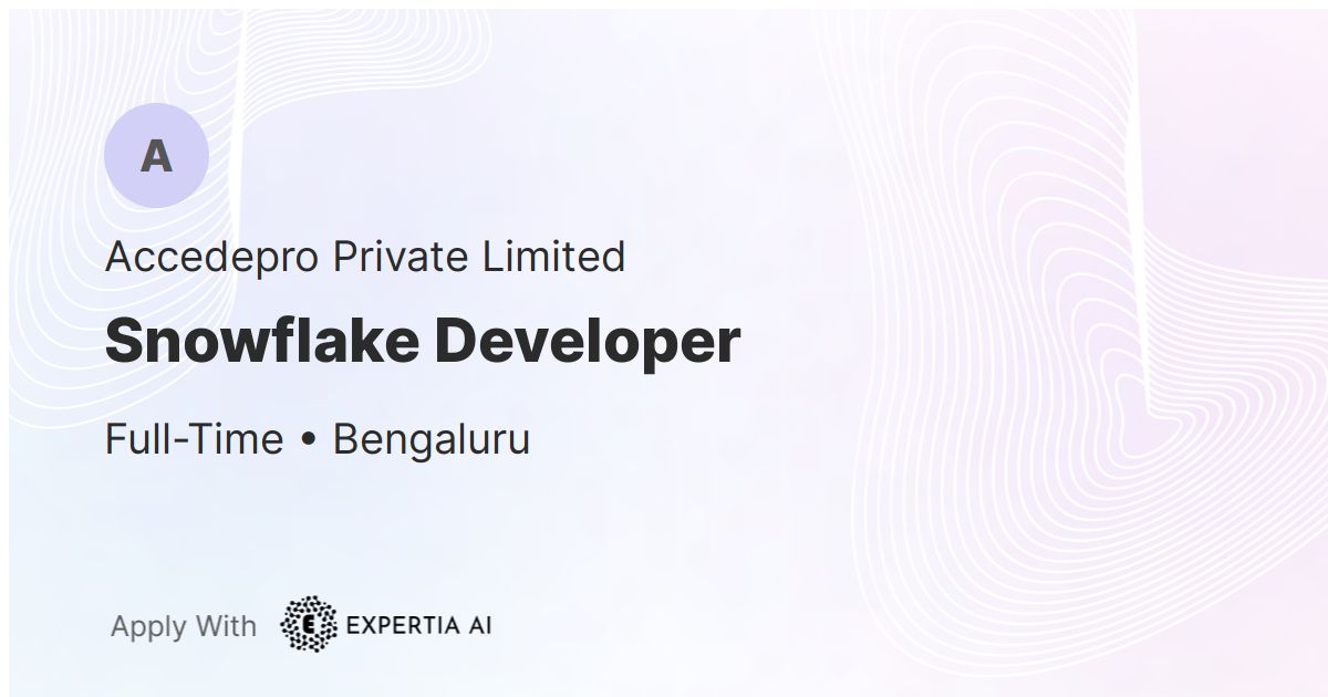 Snowflake Developer Job | Bengaluru | Mid-Level