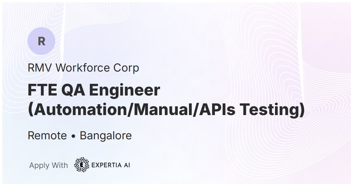 Fte Qa Engineer Automation Manual Apis Testing Job Bangalore Mid