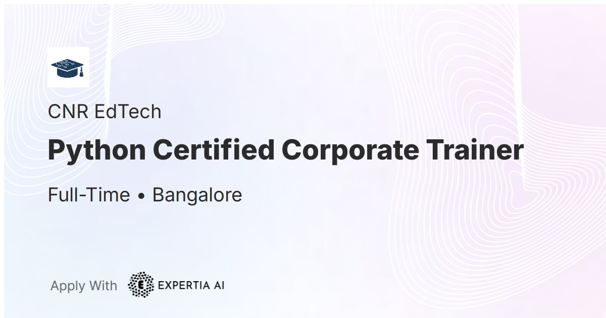 Python Certified Corporate Trainer Job | Bangalore | Mid-Level