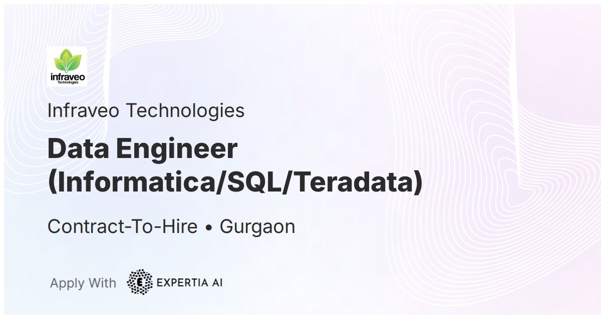 Data Engineer (Informatica/SQL/Teradata) Job | Gurgaon | Senior