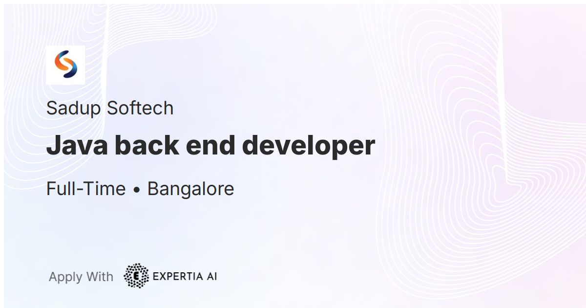 Java back end developer Job | Bangalore | Senior
