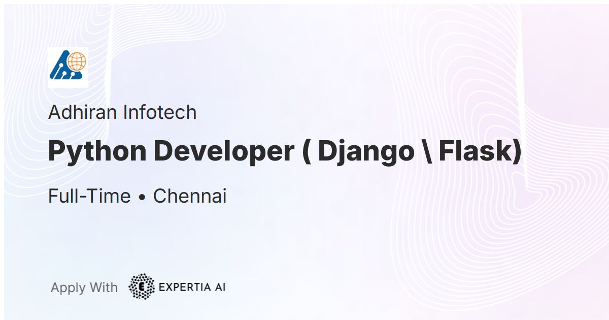 Python Developer ( Django \ Flask) Job | Chennai | Junior
