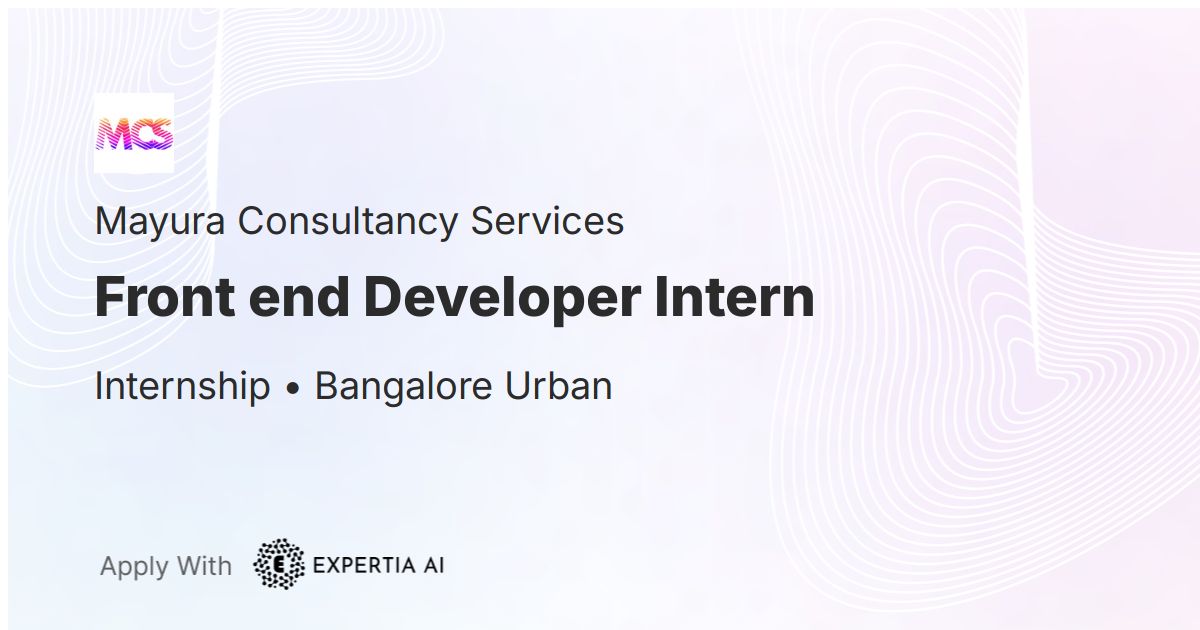 Front end Developer Intern Job | Bangalore Urban | Fresher