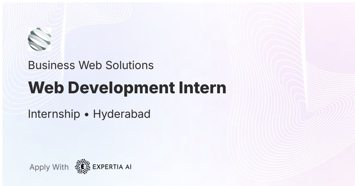 Web Development Intern Job | Hyderabad | Fresher