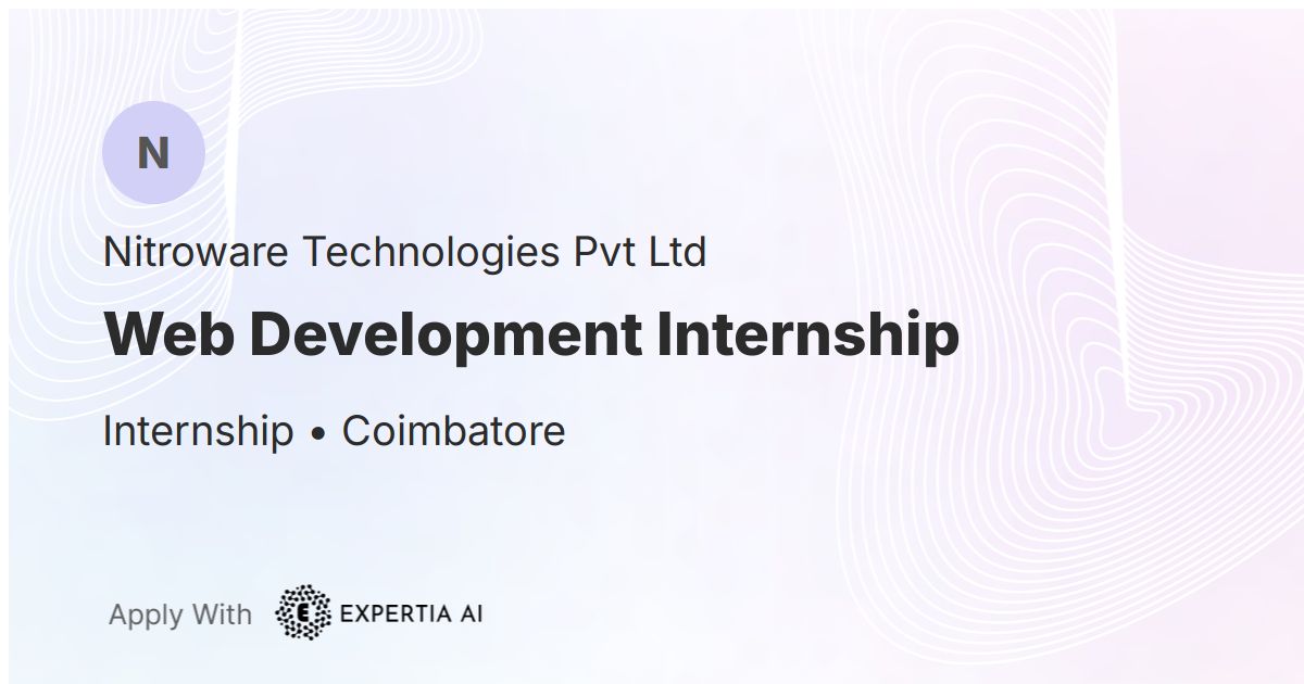 Web Development Internship Job | Coimbatore | Fresher