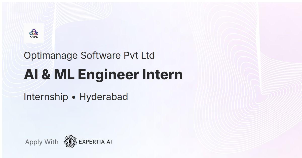 AI & ML Engineer Intern Job | Hyderabad | Fresher