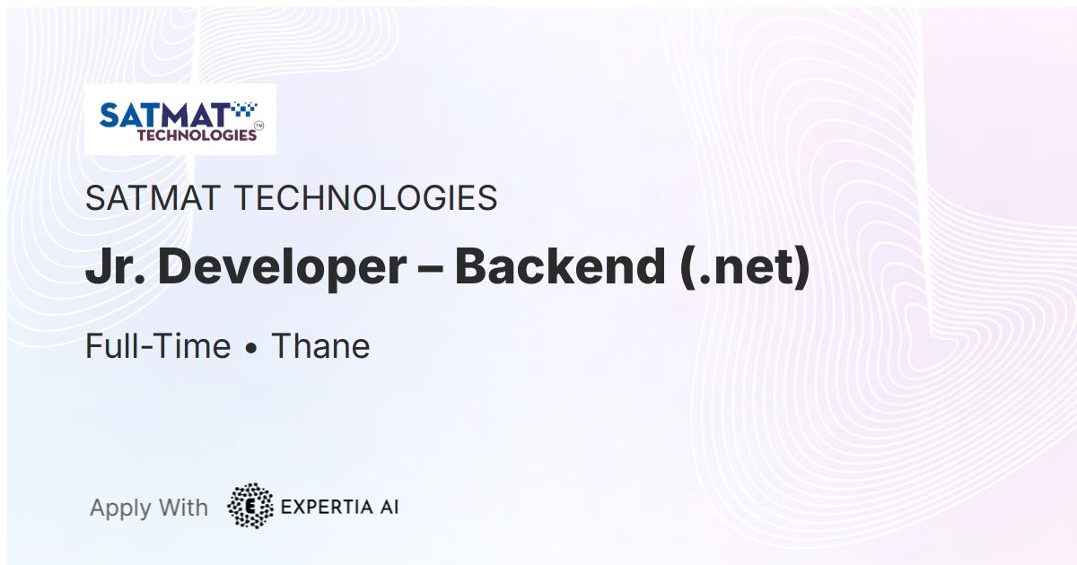 Jr. Developer – Backend (.net) Job | Thane | Junior