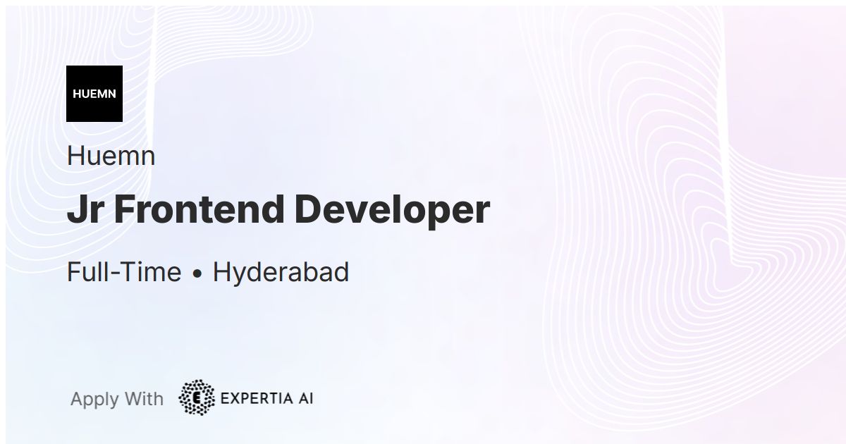 Jr Frontend Developer Job | Hyderabad | Fresher