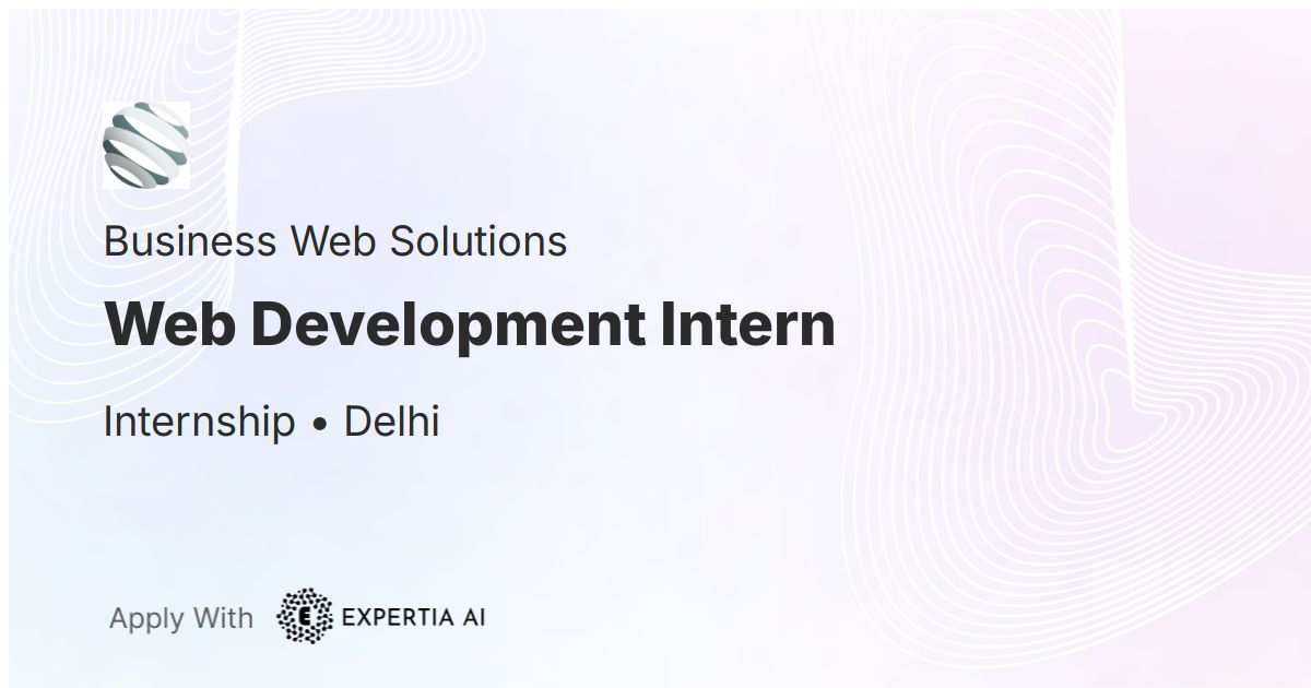Web Development Intern Job | Delhi | Fresher