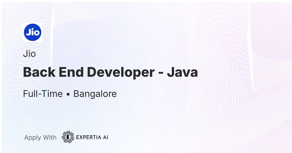 Back End Developer - Java Job | Bangalore | Mid-Level