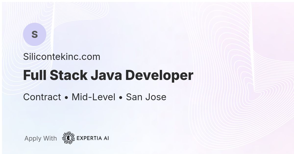 Full Stack Java Developer Job | San Jose | Mid-Level