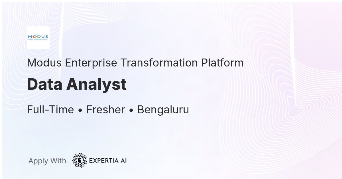 Data Analyst Job | Bengaluru | Fresher