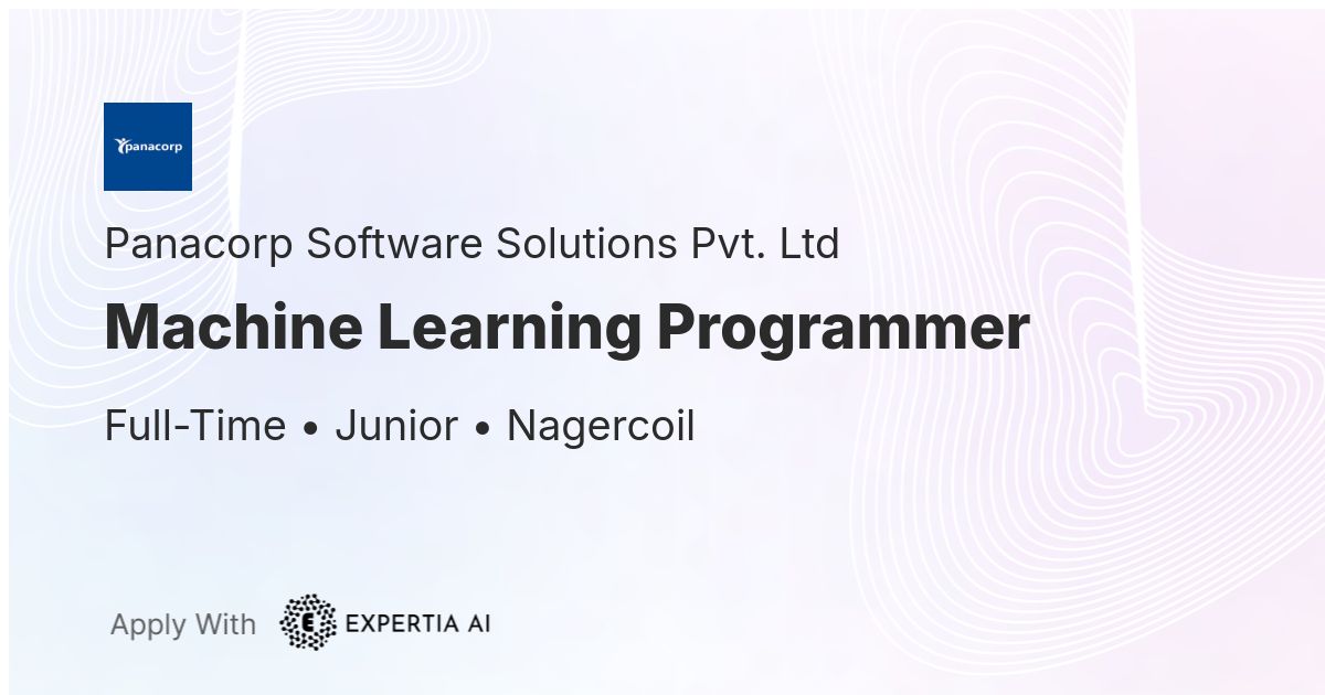 Machine Learning Programmer Job | Nagercoil | Junior