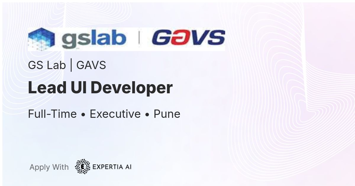 Lead UI Developer Job | Pune | Executive