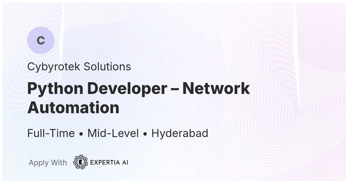 Python Developer – Network Automation Job | Hyderabad | Mid-Level