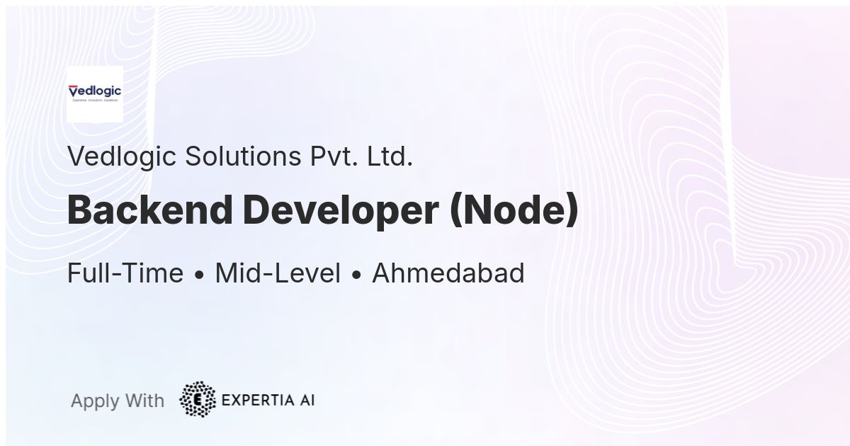 Backend Developer (Node) Job | Ahmedabad | Mid-Level