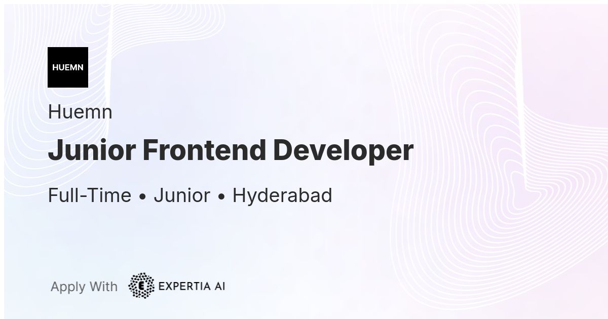 Junior Frontend Developer Job | Hyderabad | Junior
