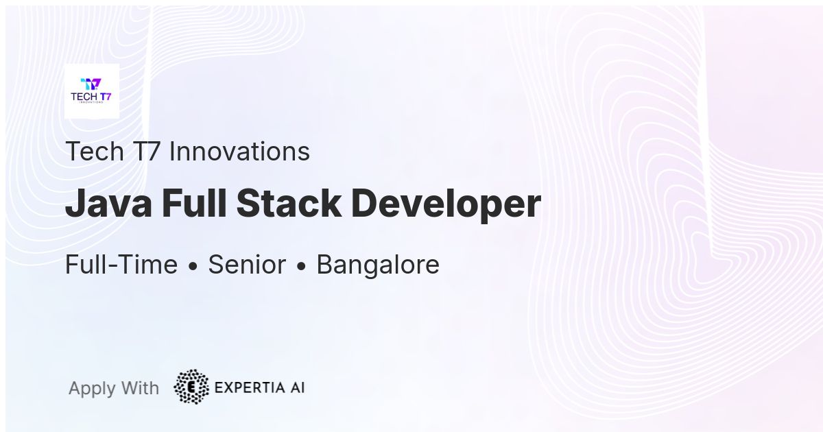 Java Full Stack Developer Job | Bangalore | Senior