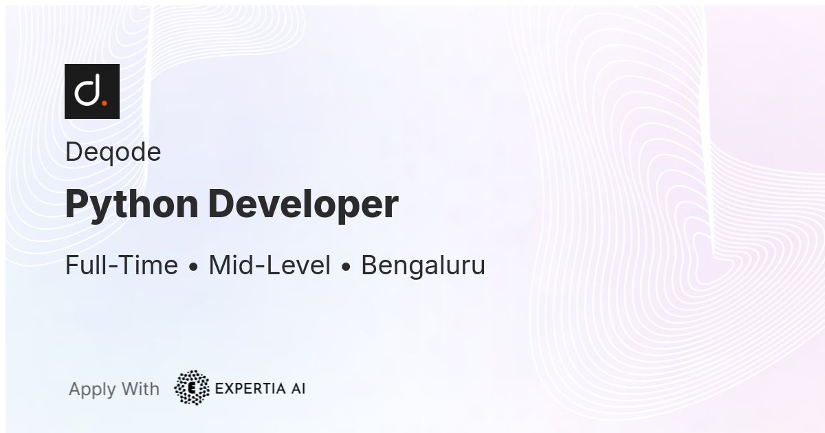 Python Developer Job | Bengaluru | Mid-Level