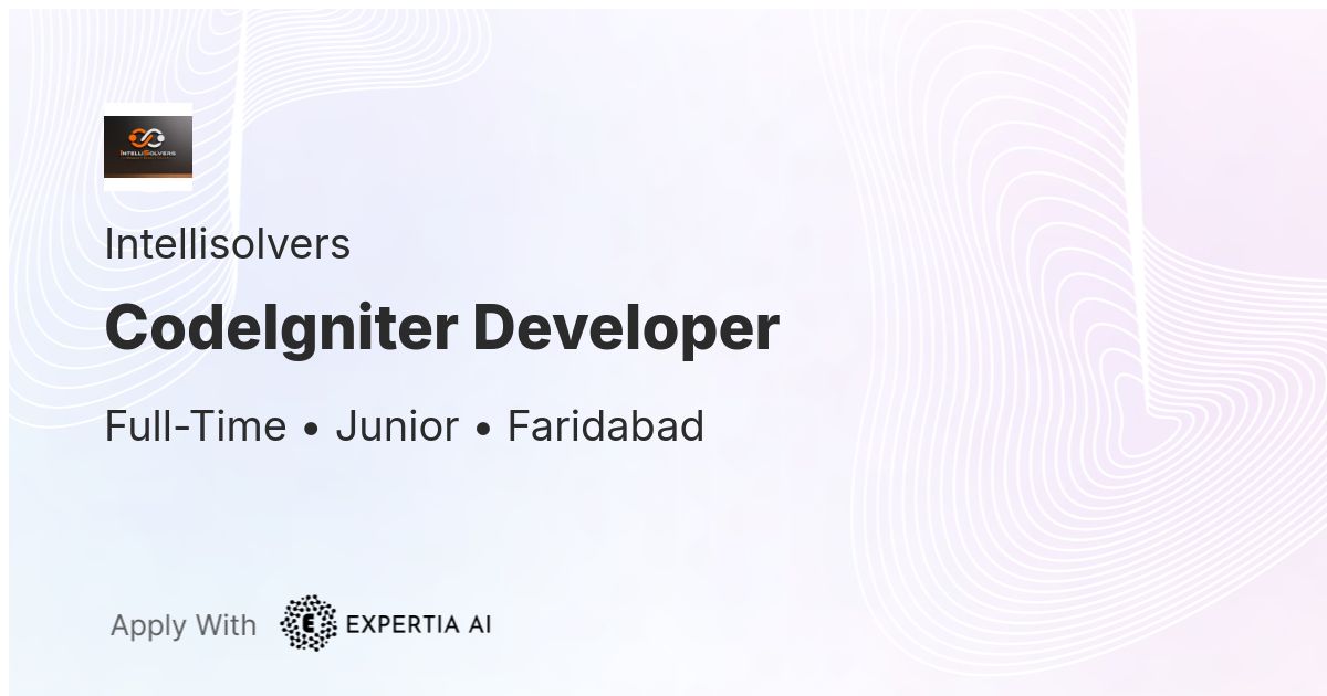 CodeIgniter Developer Job | Faridabad | Junior