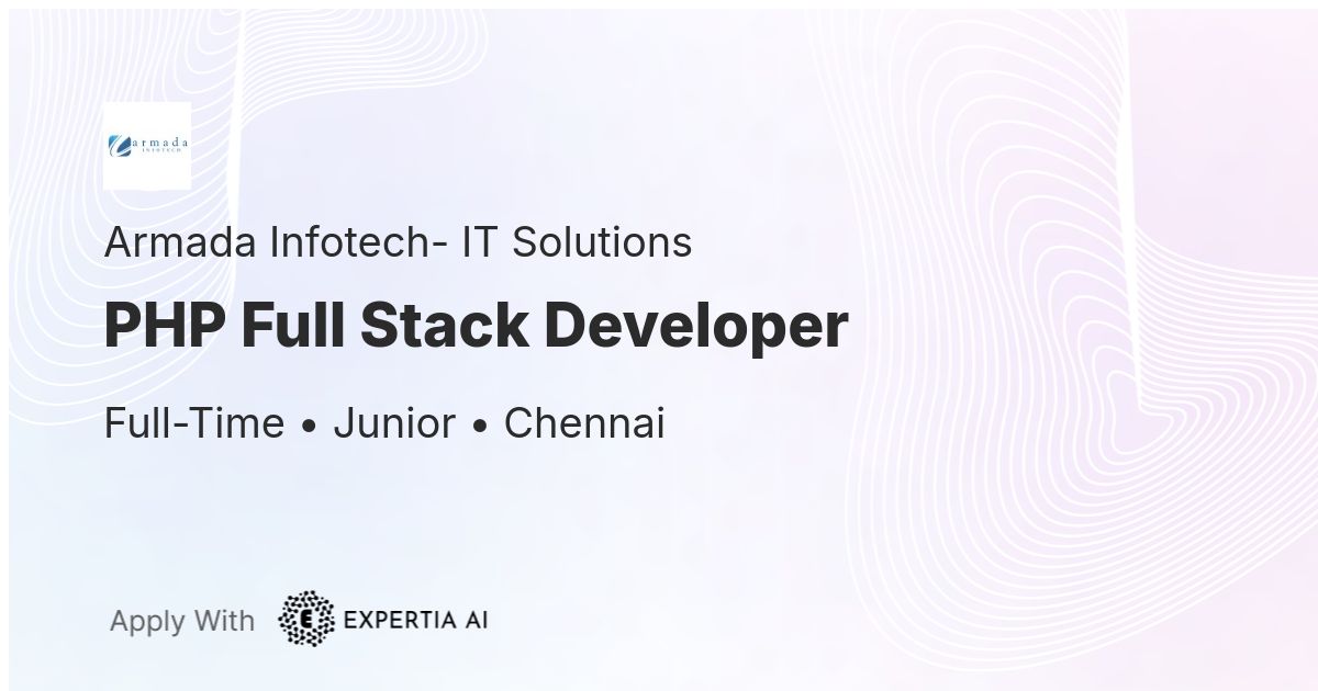 PHP Full Stack Developer Job | Chennai | Junior