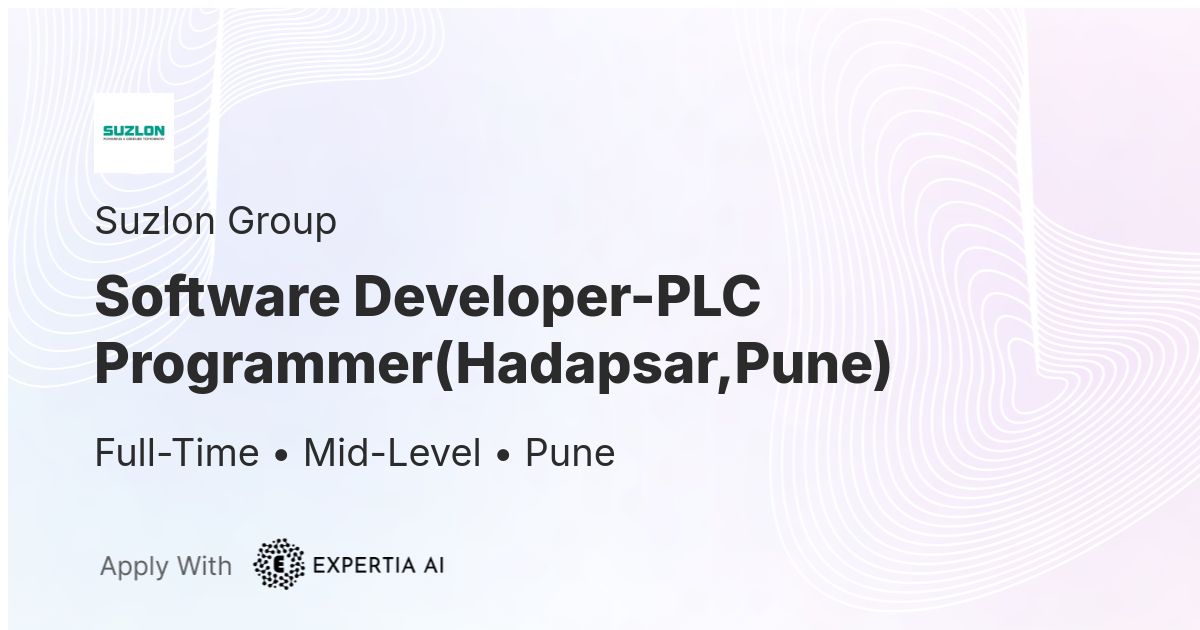 Software Developer-PLC Programmer(Hadapsar,Pune) Job | Pune | Mid-Level