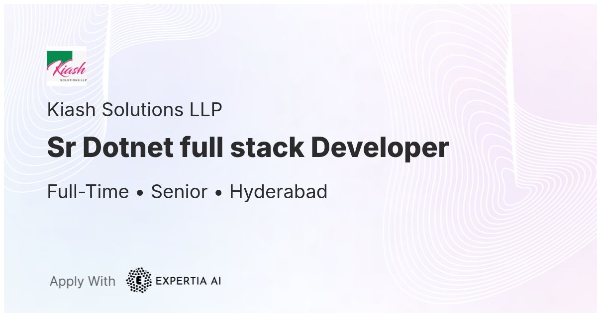 Sr Dotnet full stack Developer Job | Hyderabad | Senior