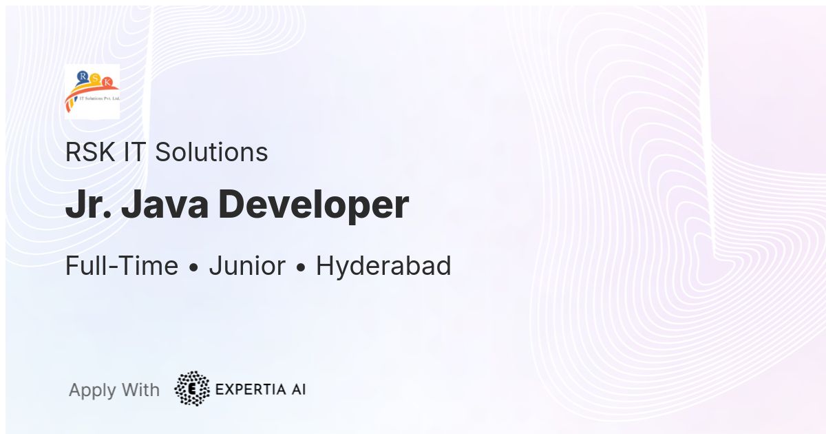 Jr. Java Developer Job | Hyderabad | Junior